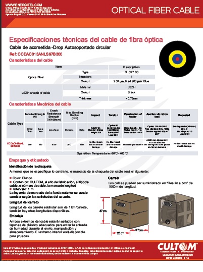 CABLE DE FIBRA ÓPTICA DROP CIRCULAR 3mm - Energitel